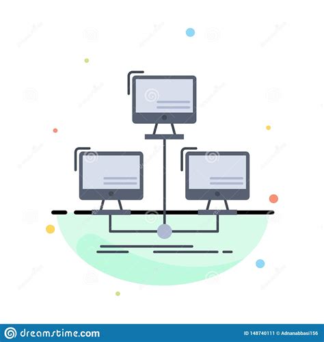 database distributed connection network computer flat color icon