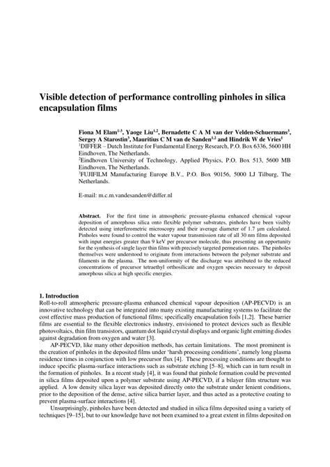 pdf visible detection of performance controlling pinholes in silica