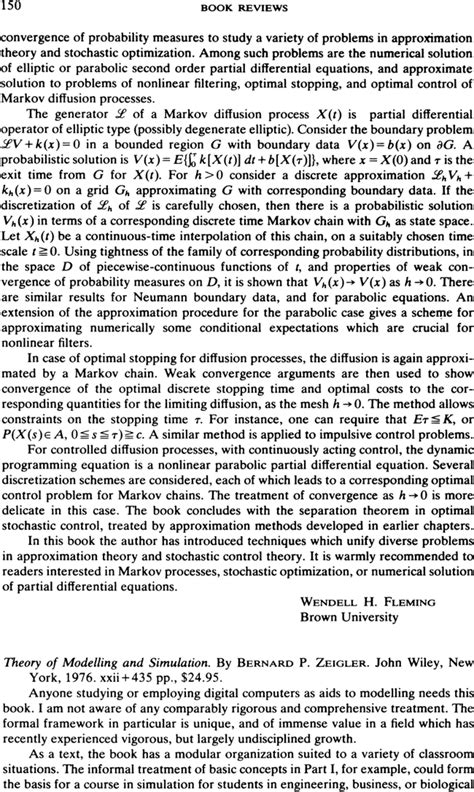 Theory Of Modelling And Simulation Bernard P Zeigler Siam Review