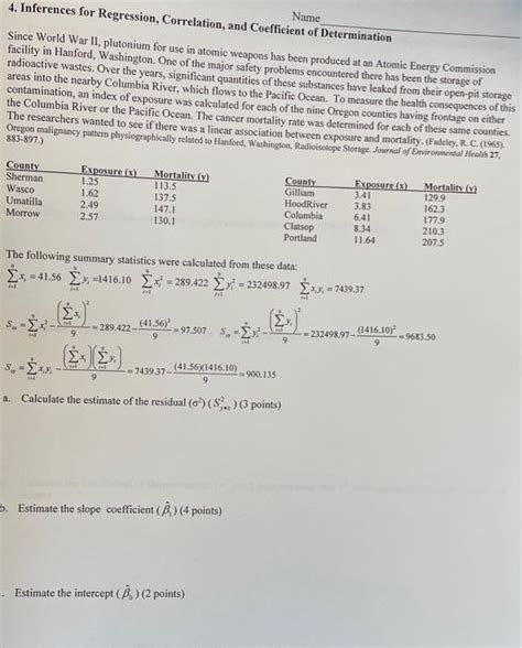 Solved Name 4 Inferences For Regression Correlation And