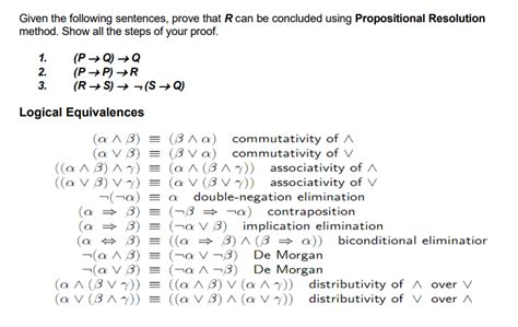 Solved Given The Following Sentences Prove That R Can Be