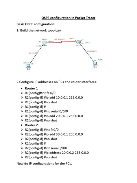 Ospf Configuration In Packet Tracer Pdf Router Computing Ip Address
