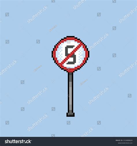 No Stopping Sign Pixel Art Style Stock Vector Royalty Free Shutterstock
