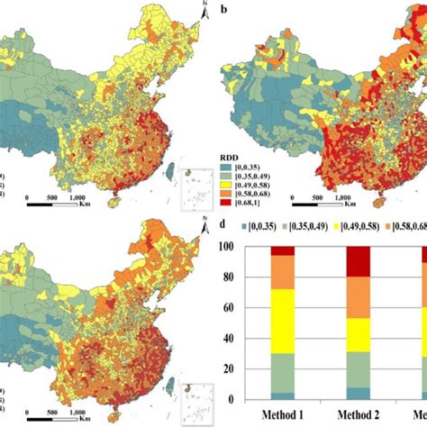 Spatial Patterns Of Rdd Derived From Three Different Wa Methods A C