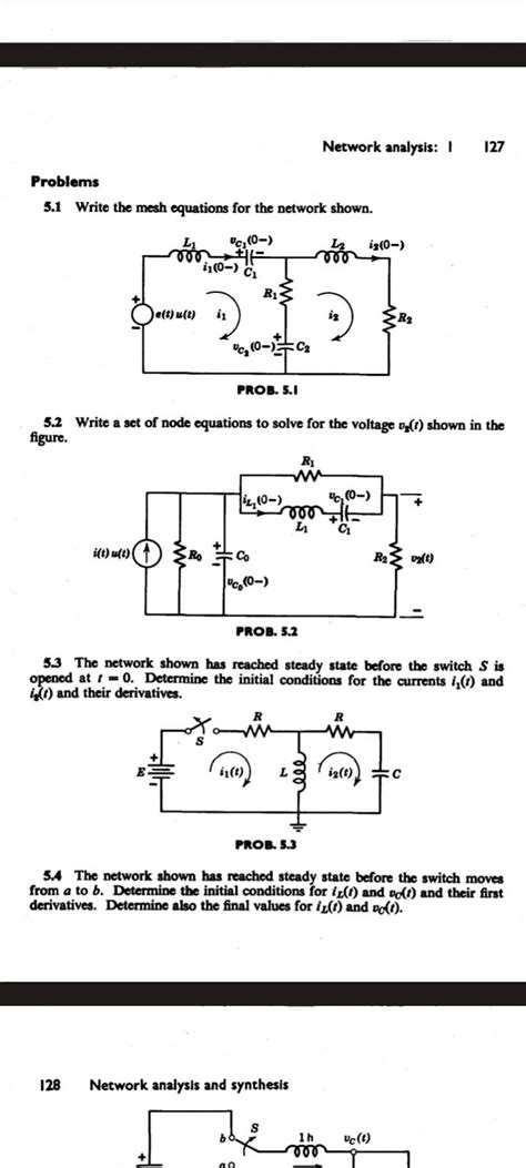 Network Analysis I Problems Write The Mesh Equations For The Net