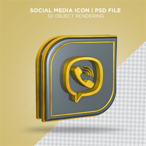 소셜 미디어 Viber 아이콘 금색과 은색 3d 렌더링 Psd 파일 프리미엄 Psd 파일