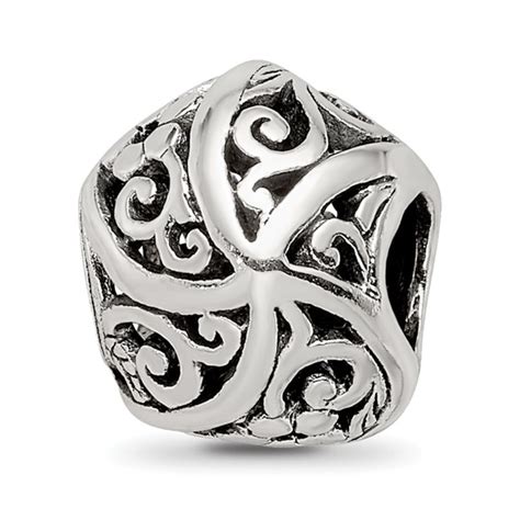 Sterling Silver Reflections Flowers Vines Bali Bead Qrs2973