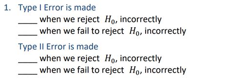 Solved Type I Error Is Made When We Reject H Incorrectly Chegg