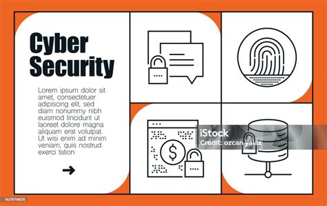 사이버 보안 라인 아이콘 세트 및 배너 디자인 방화벽 해커 클라우드 보안 피싱 네트워크 보안 전자 메일 바이러스 Brand Name Online Messaging