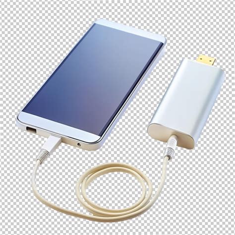 Blue Cell Phone Connected To Usb Cable Type C Charging Premium Ai Generated Psd