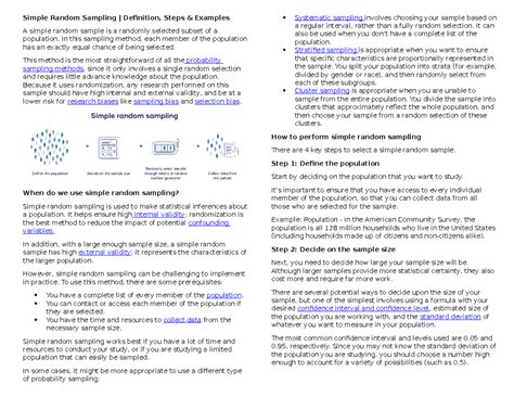 Simple Random Sampling Task In This Sampling Method Each Member Of The Population Has An