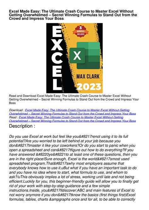 pdf excel made easy the ultimate crash course to master excel without