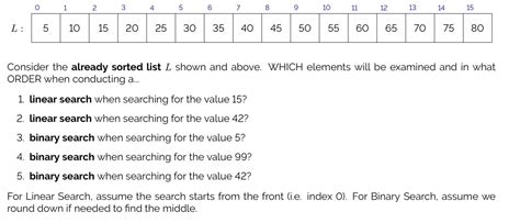 Solved Consider The Already Sorted List L Shown And Above Chegg