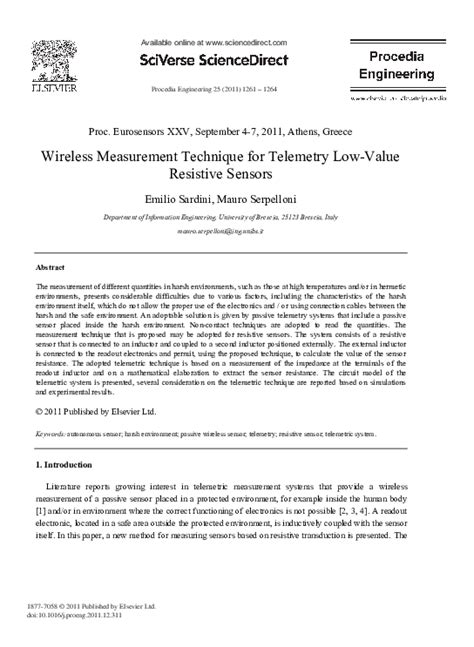 pdf wireless measurement technique for telemetry low value resistive