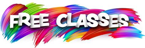 Free Classes Sign Over Colorful Brush Strokes Vector Image