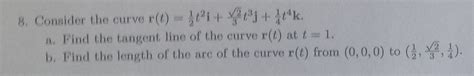 Solved Consider The Curve R T A Find The Tangent Line Of Chegg