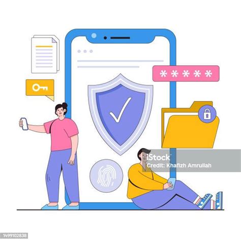 문자가 있는 모바일 앱 보안 벡터 그림 개념입니다 앱 권한 보안 앱 액세스 모바일 장치 안전 랜딩 페이지 웹 배너 인포그래픽 영웅 이미지를 위한 현대적인 플랫 스타일 0명에
