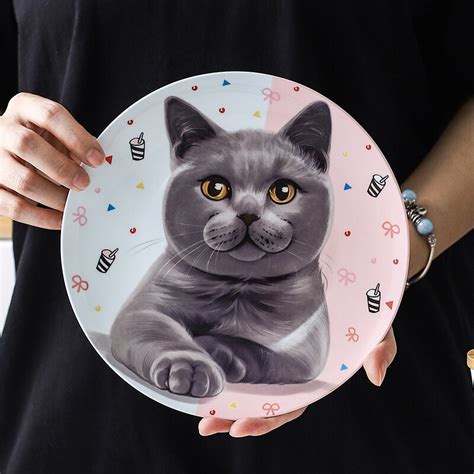 Bone China British Shorthair Cat Plate Cute Porcel Grandado
