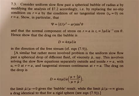 Solved 73 ﻿consider Uniform Slow Flow Past A Spherical