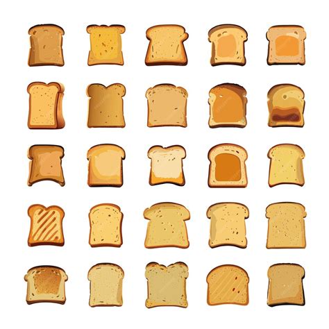 Premium Vector Set Of Slices Toast Bread