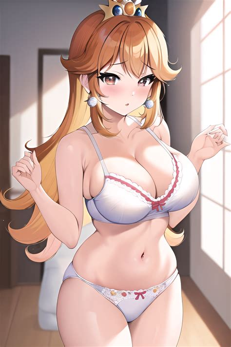 rule 34 ai generated ass bra long hair mario series panties princess daisy white bra white