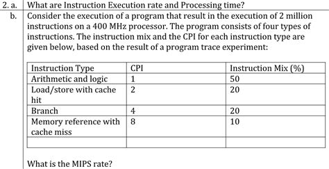 Solved 2 A What Are Instruction Execution Rate And