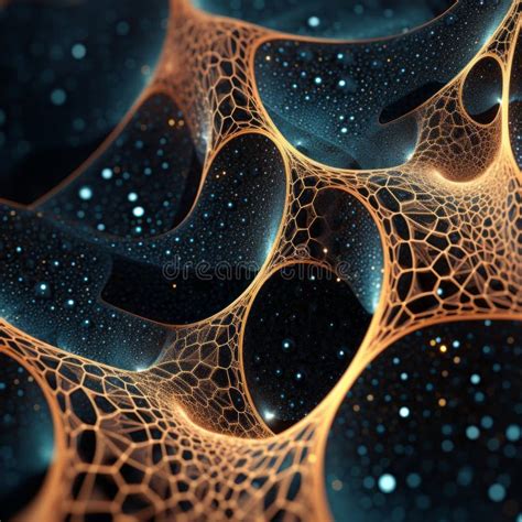 Data Analytics Background 3d Gold Abstract Fractal With Lace Patterns Stock Illustration