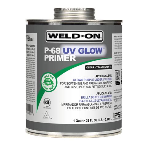 The Granite Group IPS Weld On P UV Glow Clear Primer Pt Can With Applicator Cap