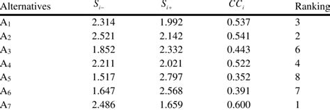 Separation Measures And Relative Closeness Values For The Alternatives