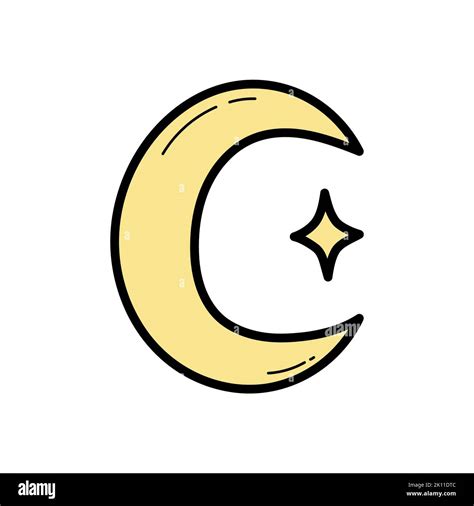 Moon With Star Mystical Element Ethnic Hand Drawn Doodle Icon Single Element Vector