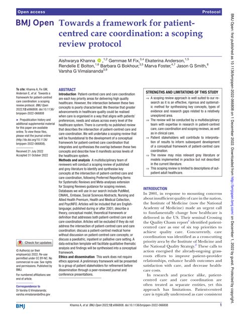 pdf towards a framework for patient centred care coordination a