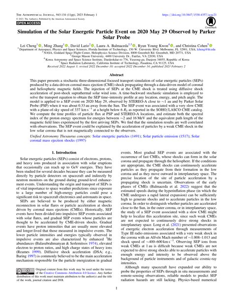 Pdf Simulation Of The Solar Energetic Particle Event On 2020 May 29