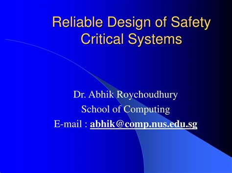 Ppt Reliable Design Of Safety Critical Systems Powerpoint Presentation Id 5499006