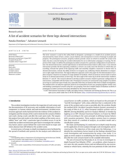 A List Of Accident Scenarios For Three Legs Skewed Intersections Pdf