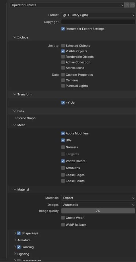 Blender Best Options To Export As GLTF GLB Format Web Creative