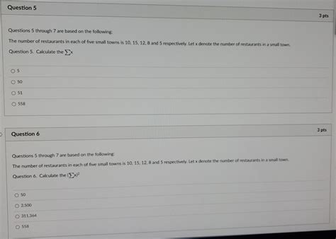 solved question 5 3 pts questions 5 through 7 are based on