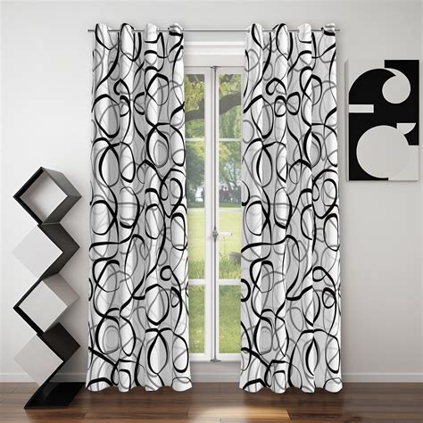 Tubeamin Black Grey White Geometric Curtains 2 Panels Sets Abstract