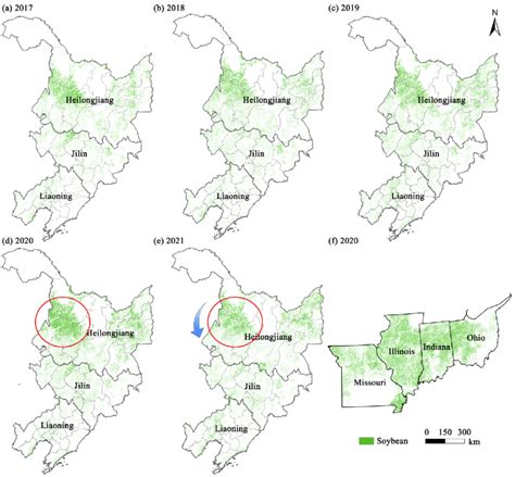 Sentinel 2 Derived Soybean Map In A To E Northeast China From 2017