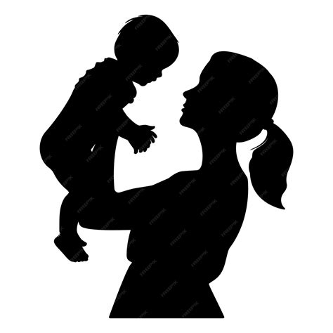 Madre Levantando La Silueta De Su Hijo Ilustración Vectorial Vector