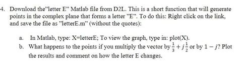 Download Theletter E Matlab File From D2l This Is