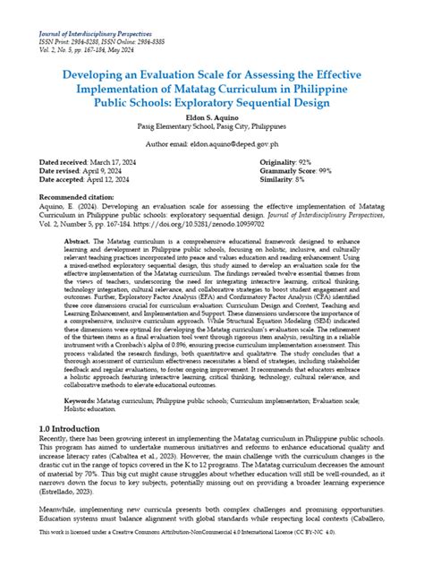 developing an evaluation scale for assessing the effective