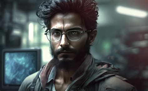 premium photo an indian man computer engineer programmer sits at a