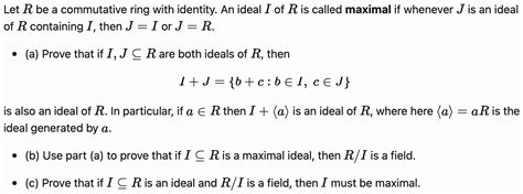 solved let r be a commutative ring with identity an ideal i