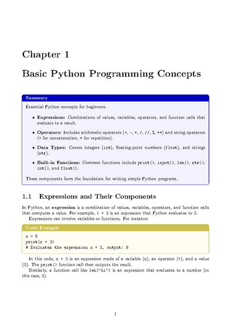 Chapter 1 Basic Python Programming Concepts Cs101 Summary Studocu