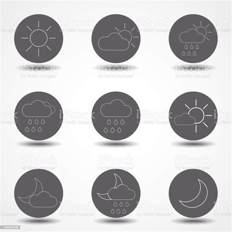 Weather Forecast Outline Web Icon Set Vector Thin Line Icons Collection Stock Illustration