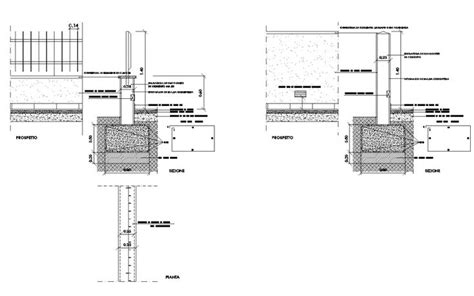 Compound Wall Detail Section 2d View Layout Autocad File