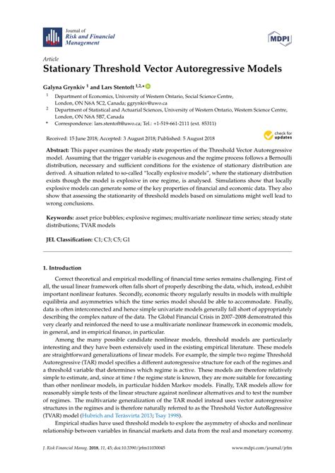 Pdf Stationary Threshold Vector Autoregressive Models