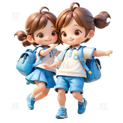 卡通背书包的女孩2素材cnn