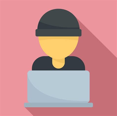 Premium Vector Hacker Laptop Icon Flat Illustration Of Hacker Laptop