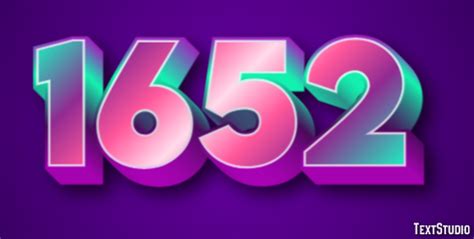 1652 Text Effect and Logo Design Number